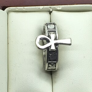 Egyptian Sterling Silver Ankh Ring Key of Life Eye of Horus Overlay ...
