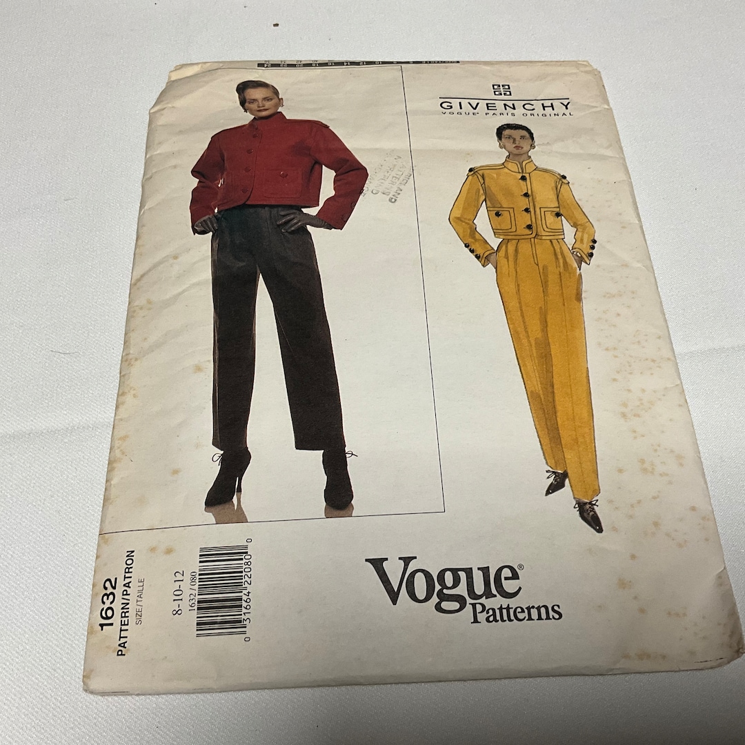 Vogue 1632 Givenchy Sewing Pattern Misses Jacket & Pants Very Loose ...