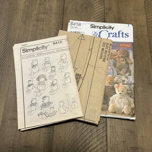 Simplicity Crafts 8418 Sewing Pattern 18 " 20 " 22 " Bears With ...
