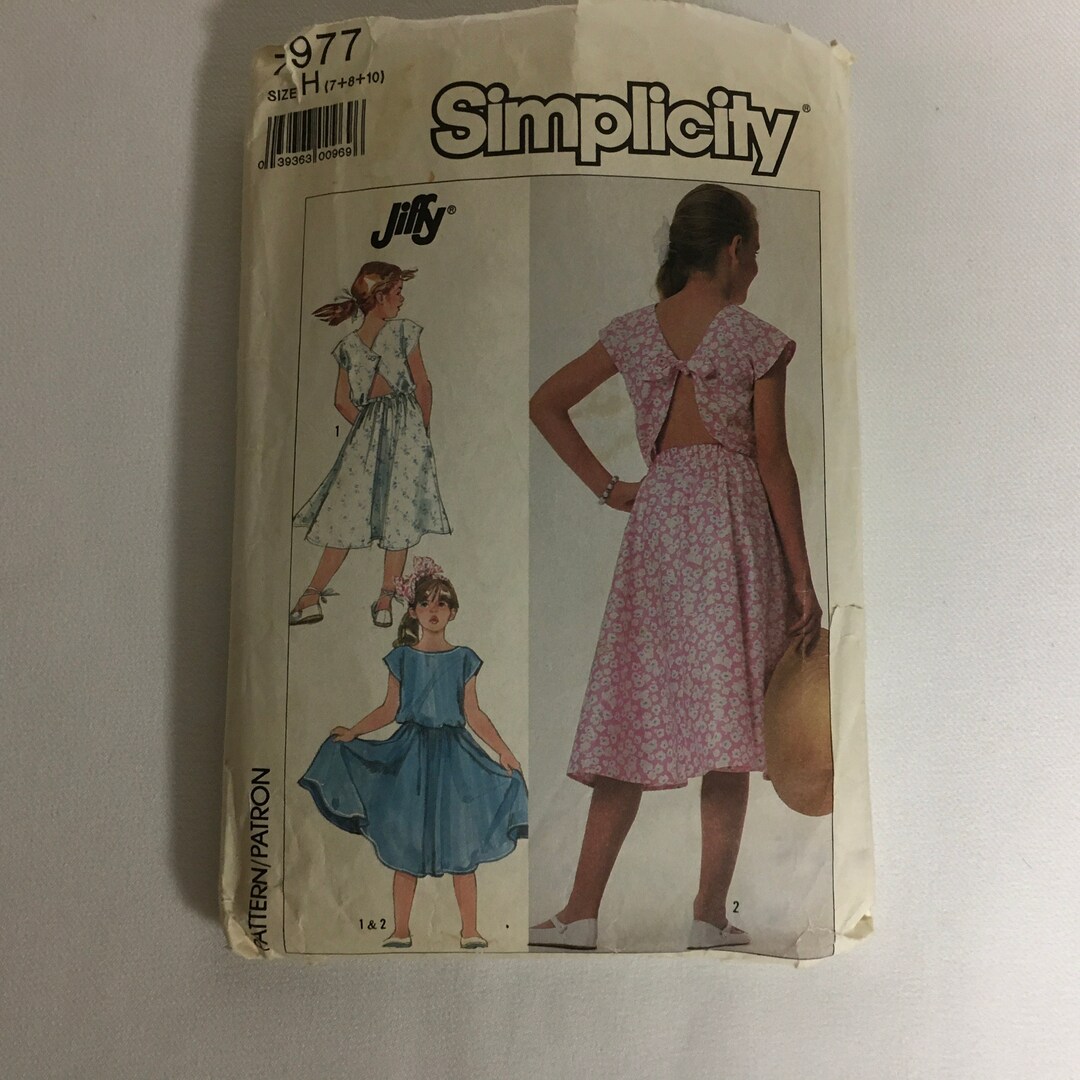 Simplicity 7977 Sewing Pattern Girl‘s Dress Cap Sleeves Side Seam ...