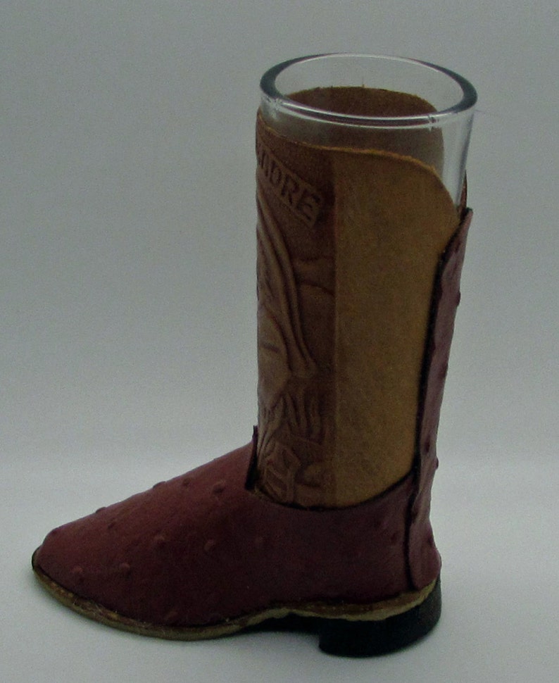 Vintage Tooled Leather Cowboy Boot Shot Glass Me Vale Madre - Etsy