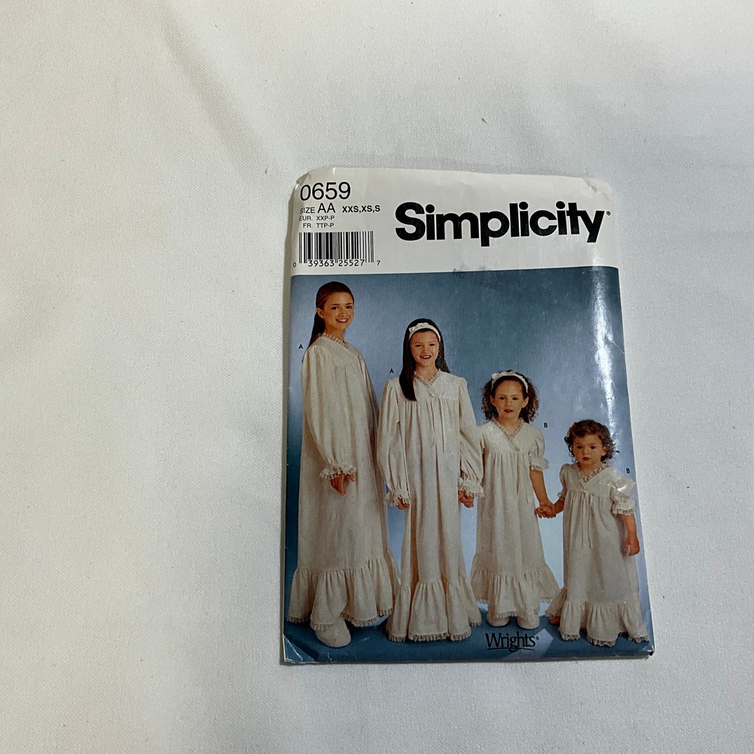 Simplicity 9942 0659 Sewing Pattern Child’s Girls Nightgown Headband ...