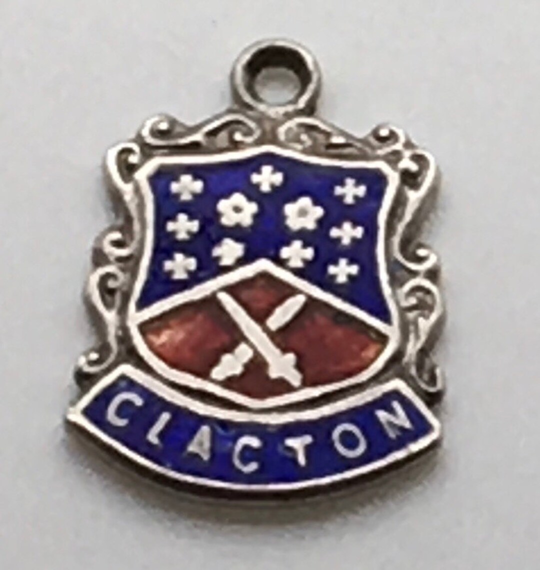 Clacton Essex England Enamel Travel Shield Sterling Silver Charm Coat ...
