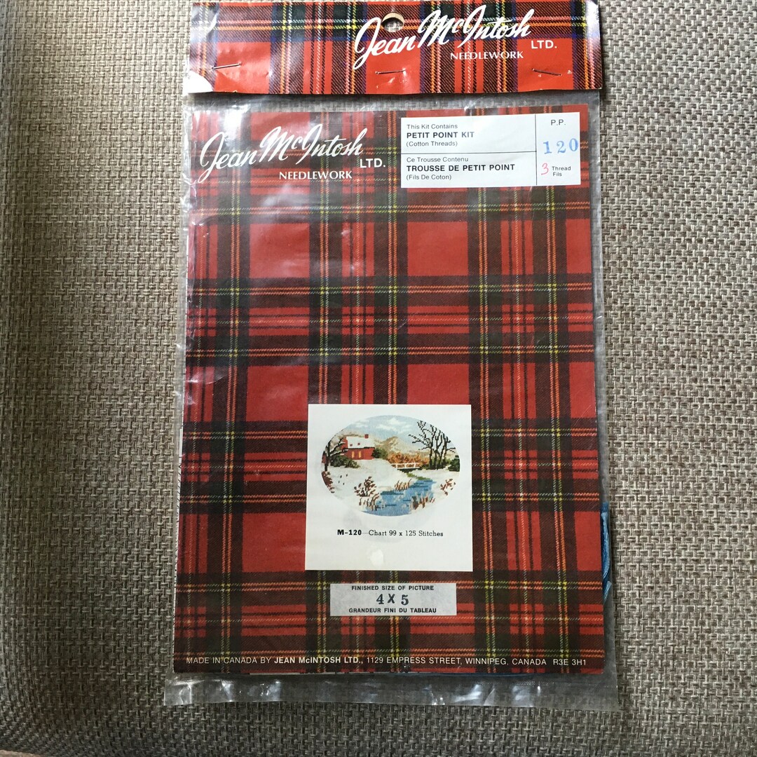 Jean Mcintosh Needlework Petit Point Kit M-120 Winter Cabin Snow Lake ...