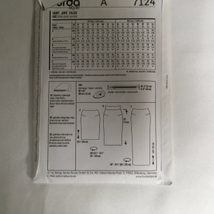 Burda 7124 Sewing Pattern Skirt Pencil Skirt Wiggle Skirt Back Godet ...