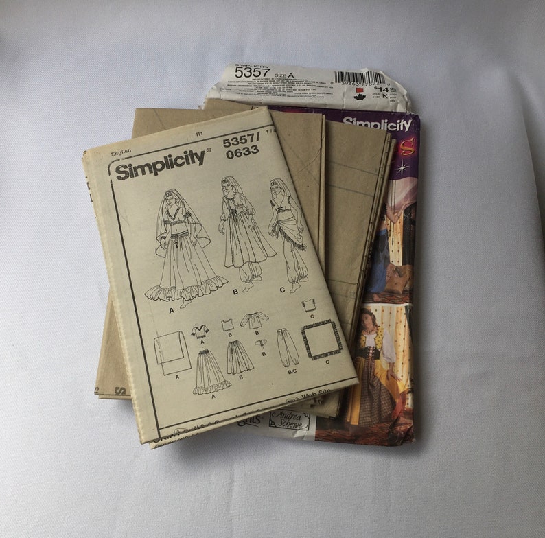 Simplicity Costume Sewing Pattern 5357 Belly Dancer Harem Medieval ...