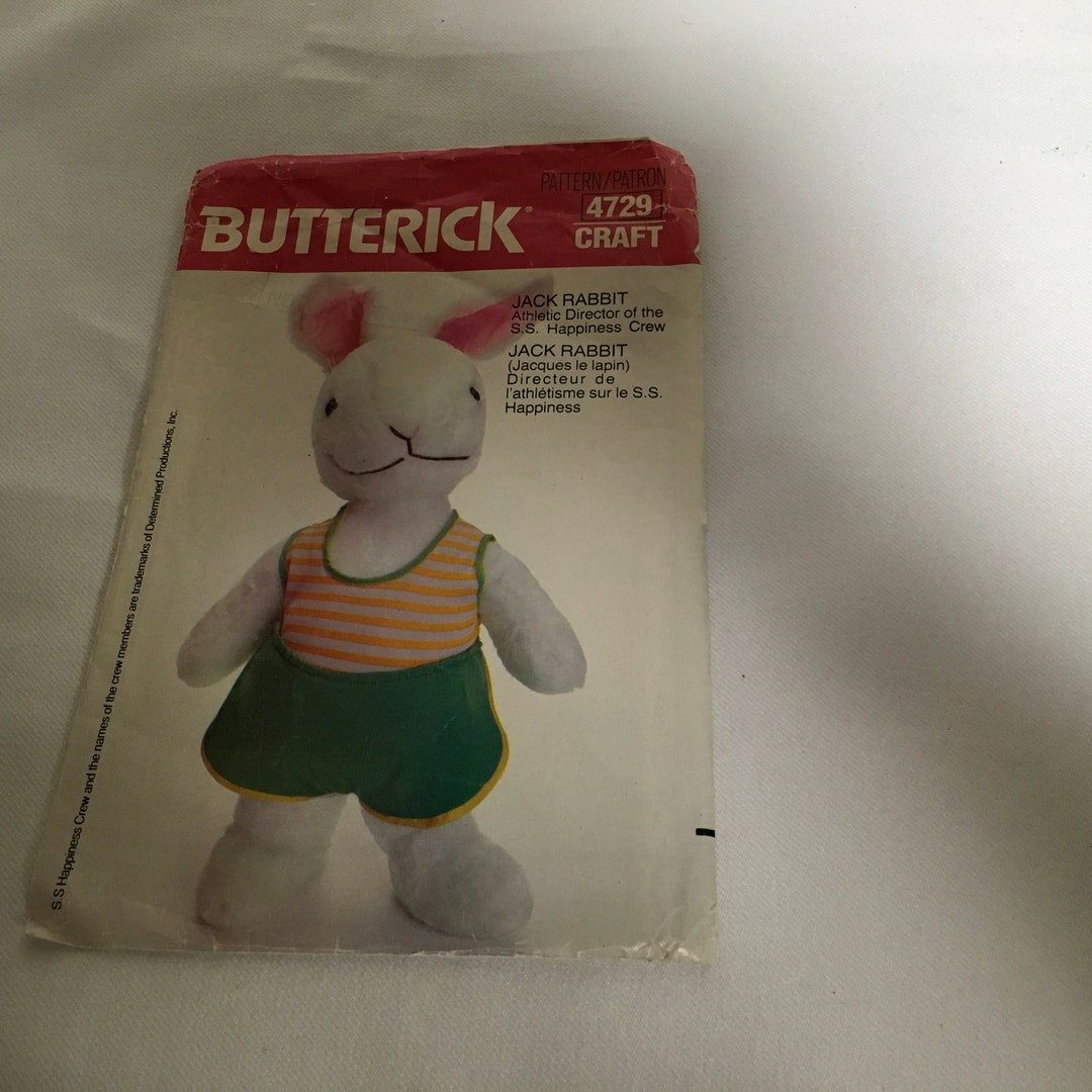 Butterick Sewing Pattern 4729 280 Jack Rabbit Bunny Athletic Director ...