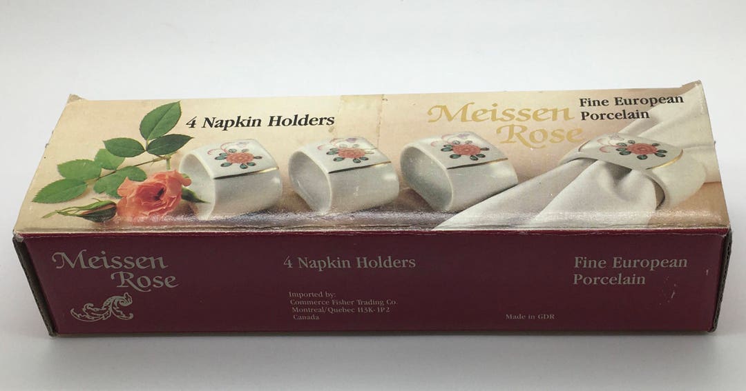 Meissen Porcelain Napkin Rings Floral Botanical Pink Flowers Made in ...