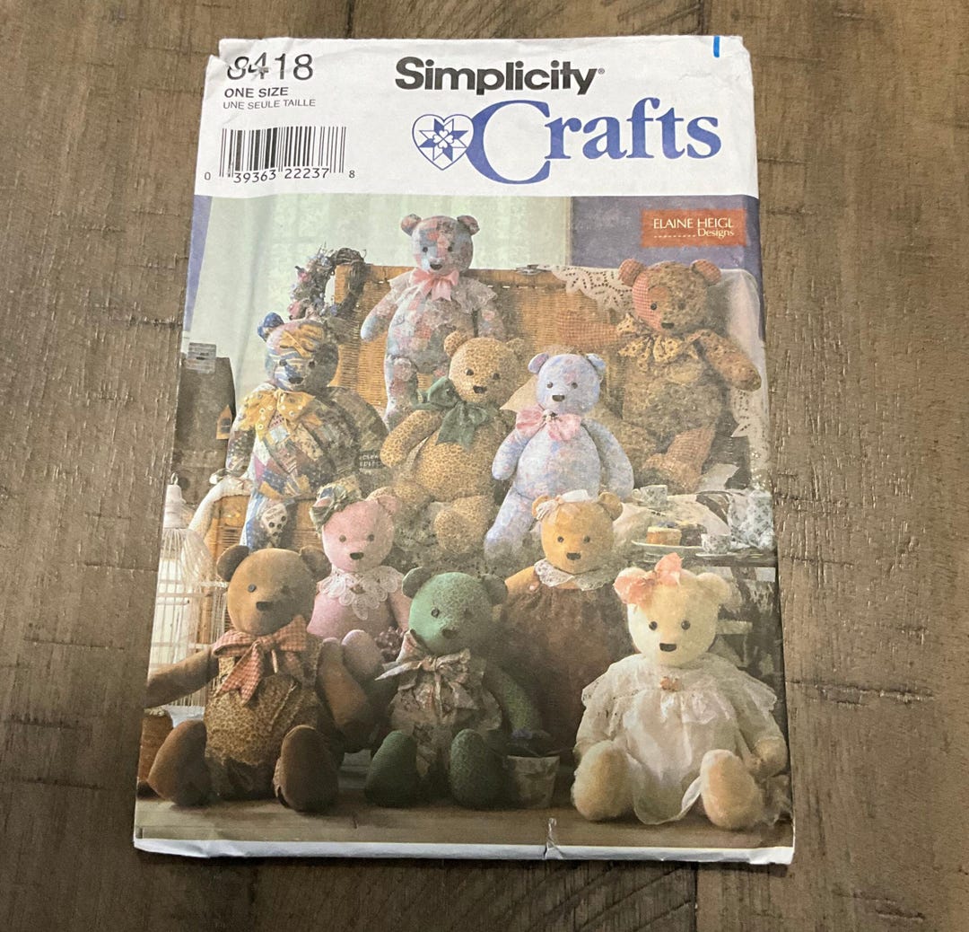 Simplicity Crafts 8418 Sewing Pattern 18 " 20 " 22 " Bears With ...