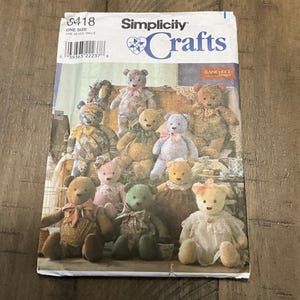 Simplicity Crafts 8418 Sewing Pattern 18 " 20 " 22 " Bears With ...