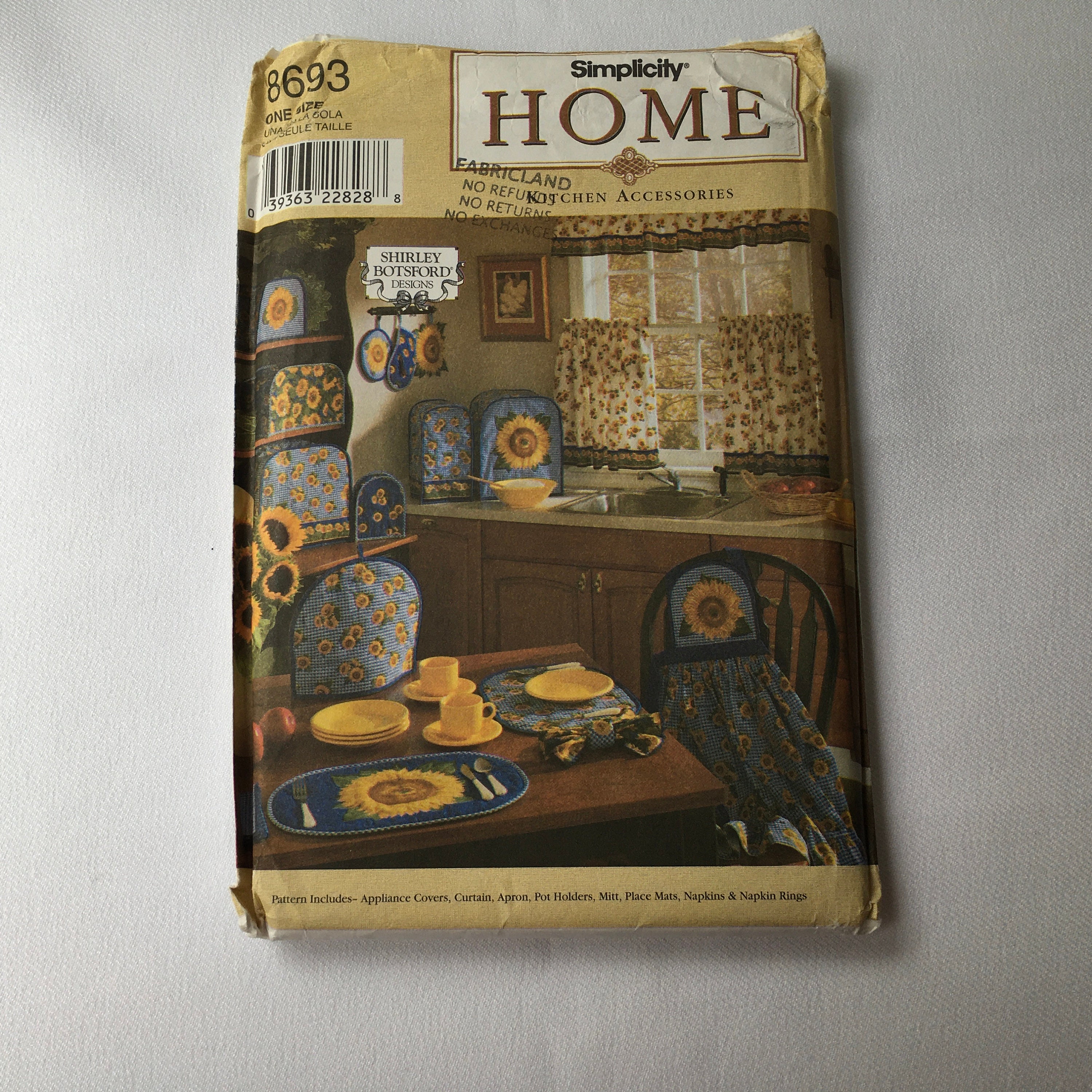 Simplicity Home 8693 Sewing Pattern Appliance Covers Curtain Apron Pot ...