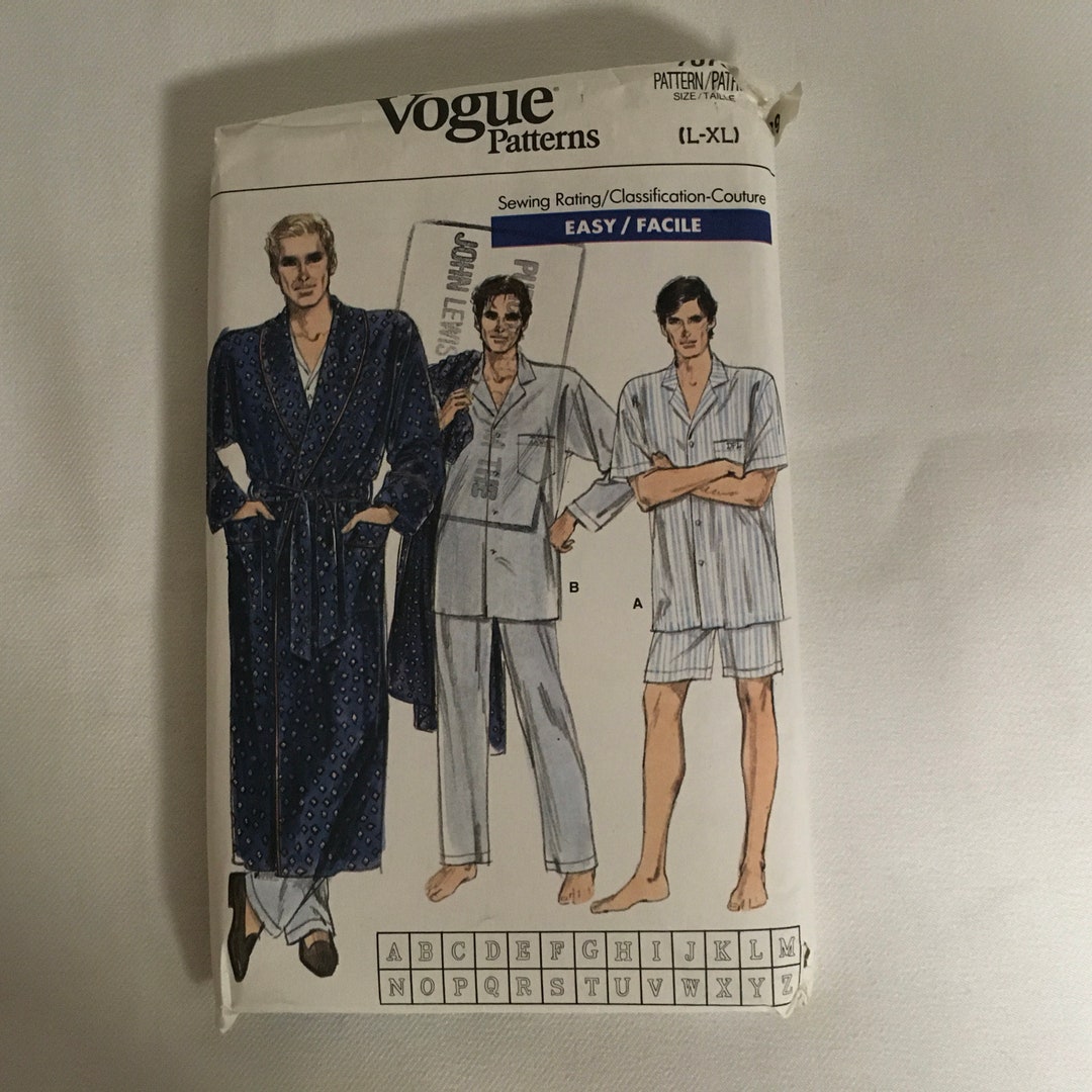 Vogue 7079 Men Robe Top Pants Shorts Transfer Very Loose Fitting A Line ...