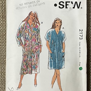 Kwik Sew 2173 Sewing Pattern Misses Robe Housecoat Faced Neckline Side Hemline Slits Pockets ...