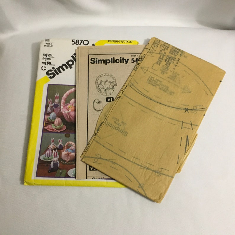 Simplicity 5870 Sewing Pattern Bunnies Decorated Eggs and Easter Basket ...
