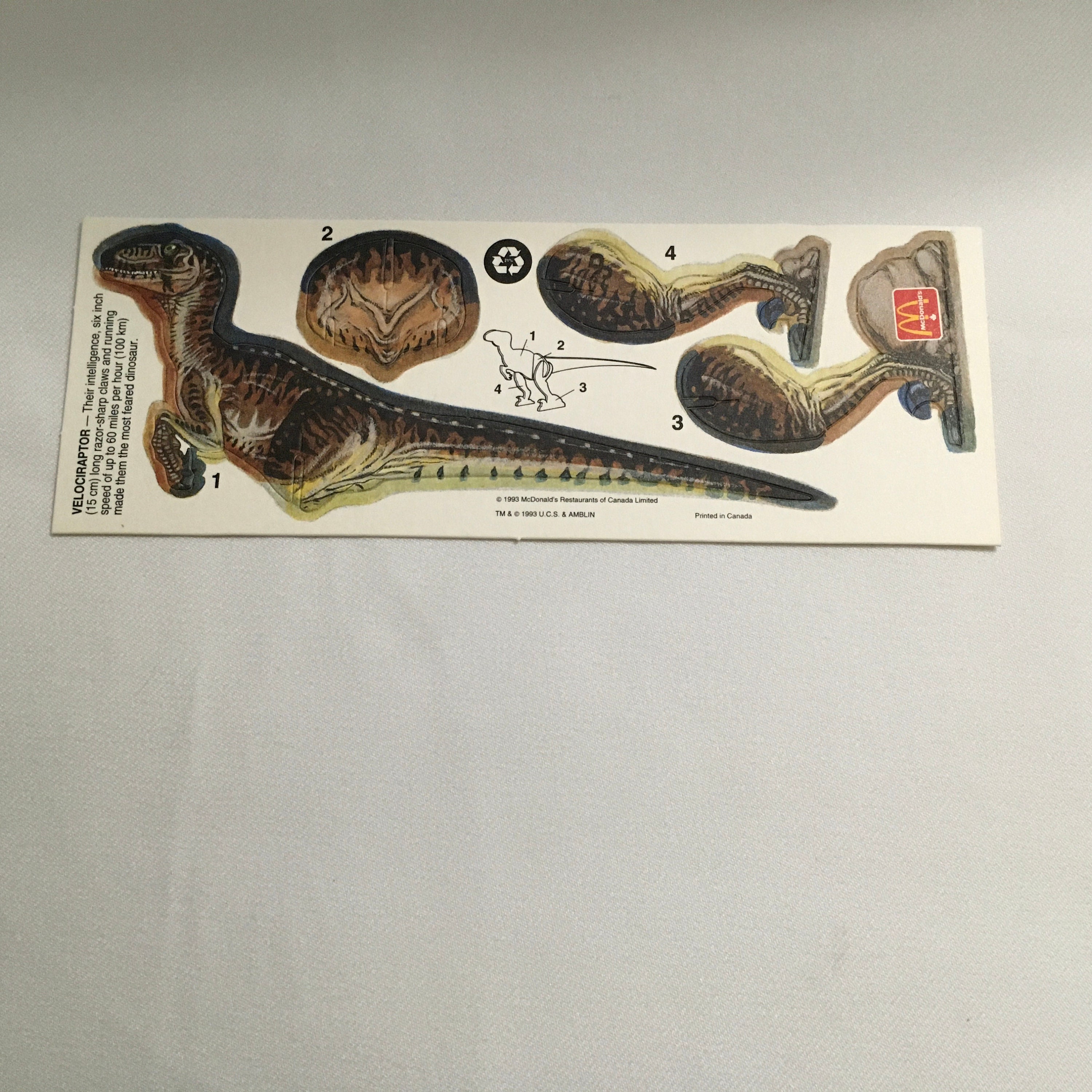 Jurassic Park Mcdonald's Canada Velociraptor Cut-out | Etsy