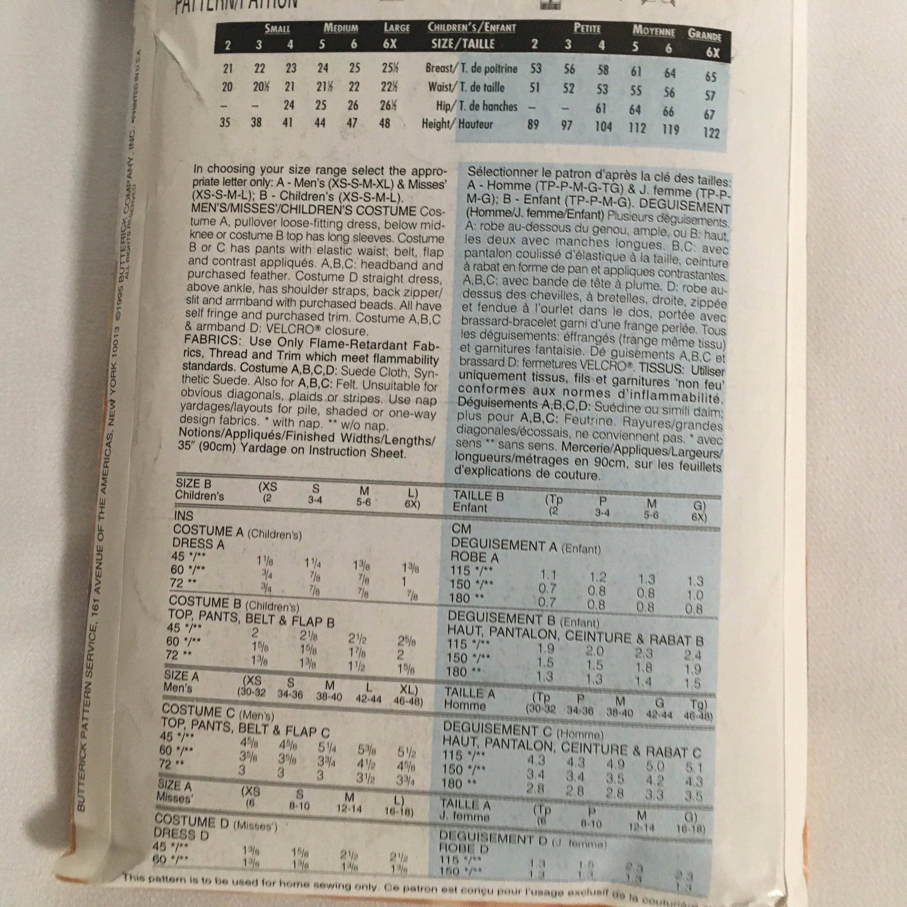 Butterick 4171 Pattern Adults Children Native American Squaw - Etsy