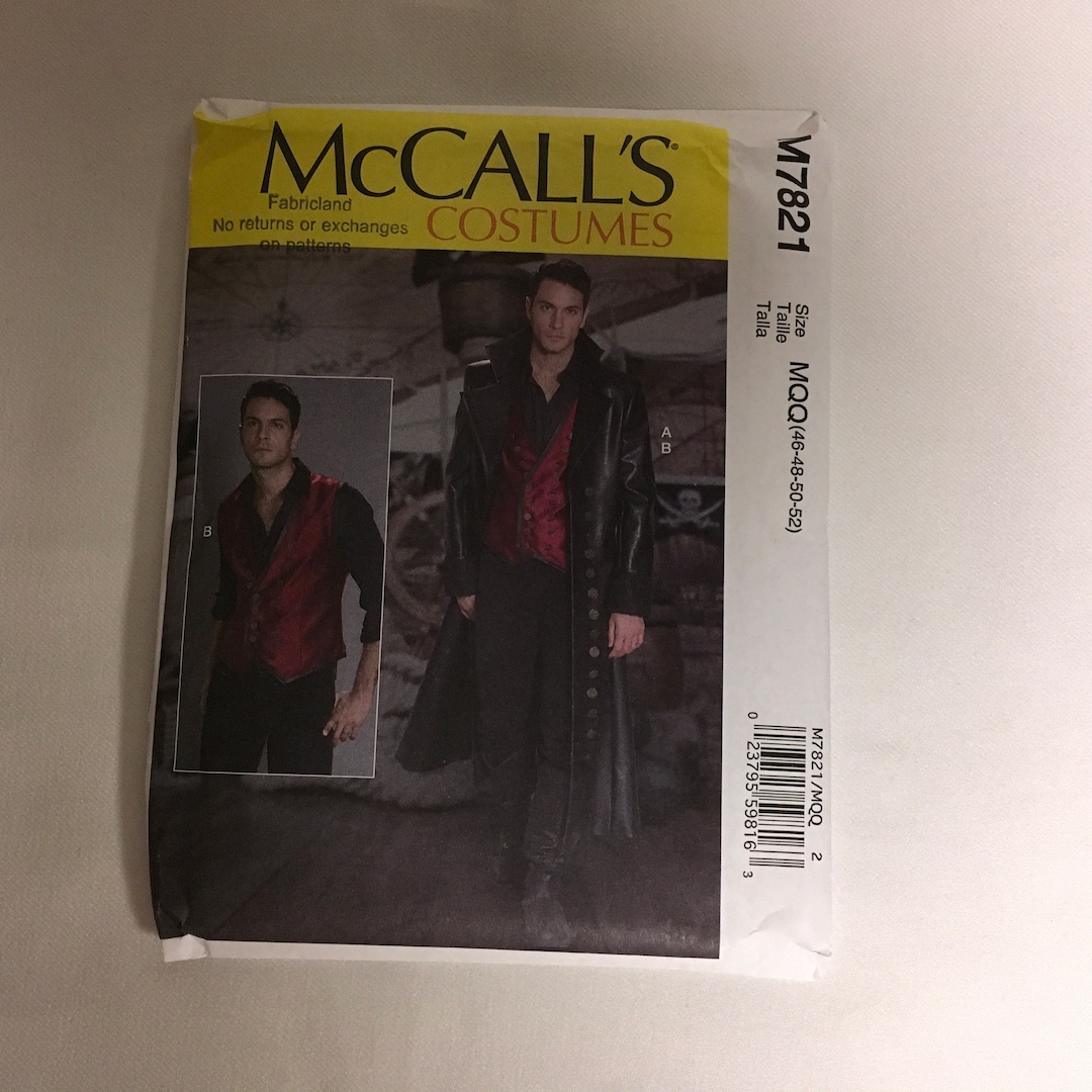 Mccalls 7821 M7821 Sewing Pattern Mens Costume Lined Coat Frock Coat ...