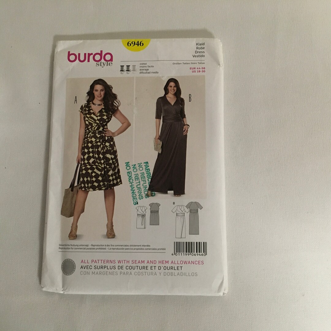 Burda 6946 Sewing Pattern Fitted Dress Wrap Dress Shaped Dress Side ...