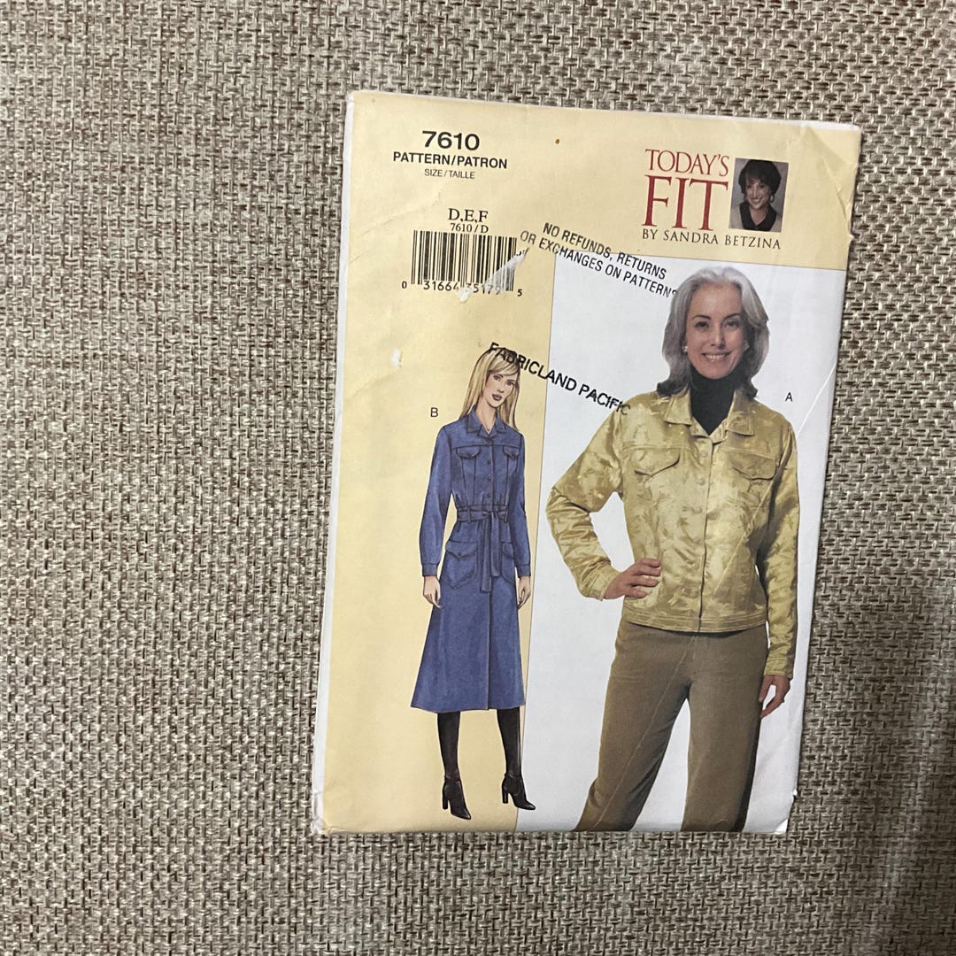 Vogue 7610 Sewing Pattern Misses Petite Jean Jacket Coat Loose Fitting ...