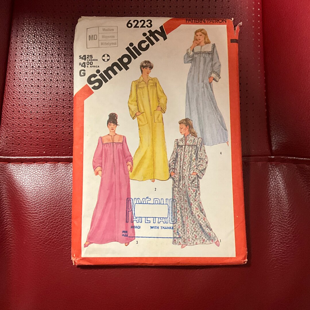 Simplicity 6223 Misses Robe Ankle Length Front Zippered Robe Front Back ...