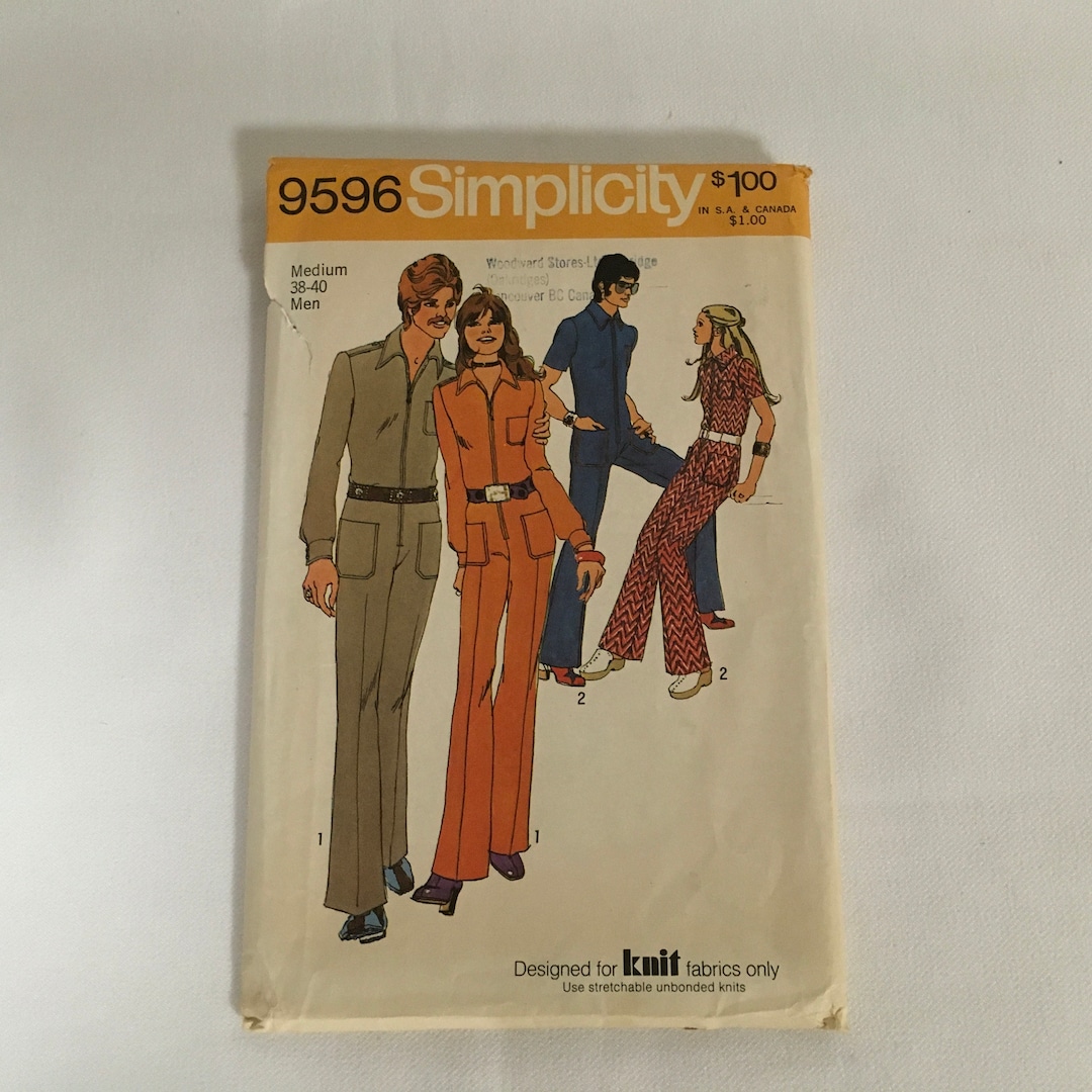 Simplicity 9596 Sewing Pattern Men’s Jumpsuit Knit Fabric Top Stitched ...