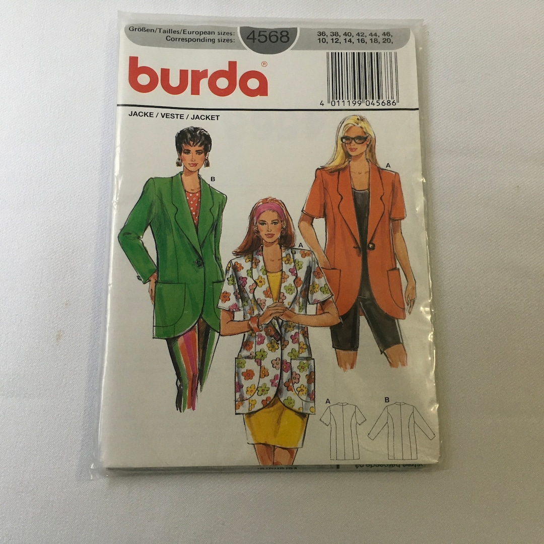 Burda Sewing Pattern 4568 Jacket Coat Blazer Fitted Shaped Long Sleeved ...