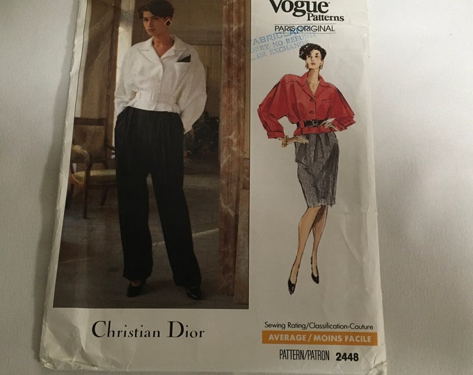 Vogue 2448 Sewing Pattern Christian Dior Misses Jacket Pants Skirt Very ...