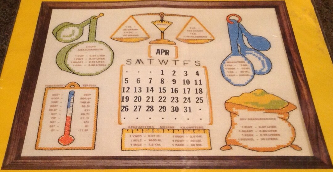 Sooz Sampler Cross Stitch Kit S135 Metric Conversion Calendar Soo-z ...