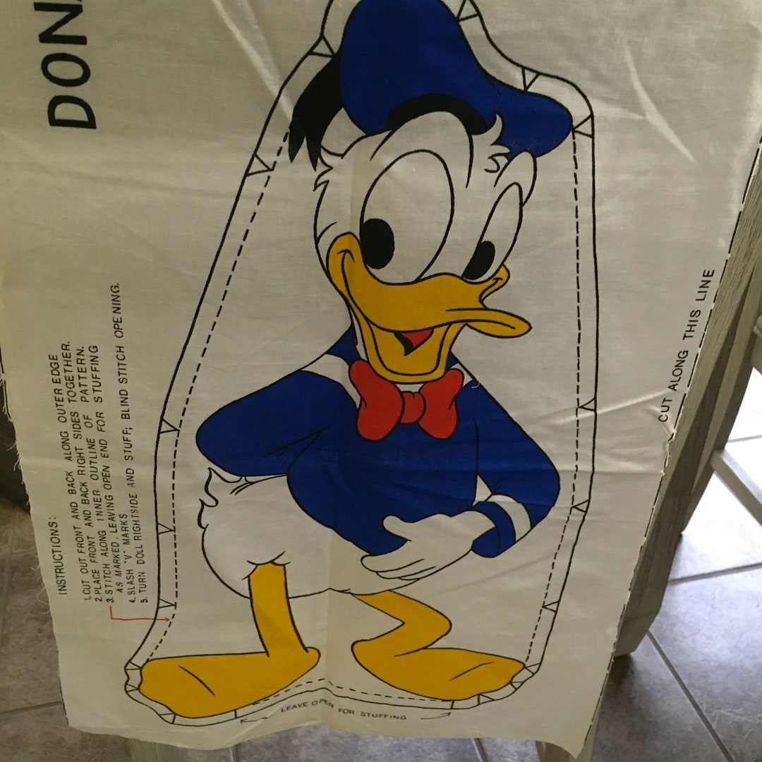 Donald Duck Cut and Sew Fabric Panel Doll Pillow Walt Disney ...