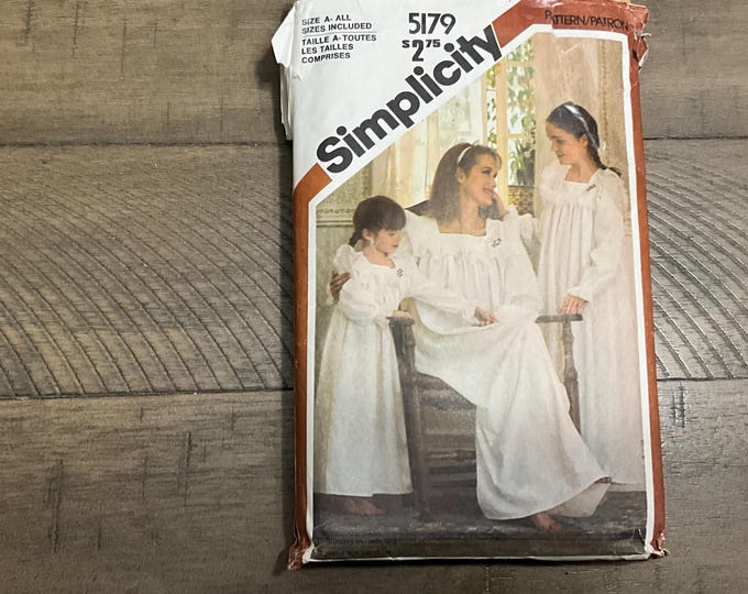 Simplicity 5179 Sewing Pattern Mother Daughter Girl Pullover Nightgown ...