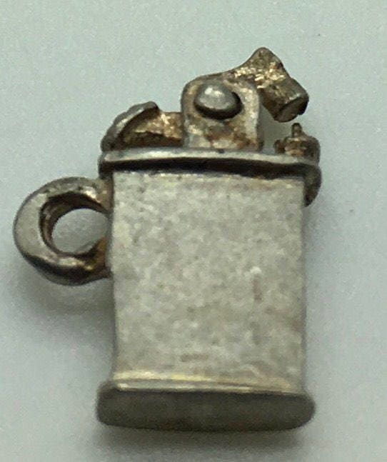 Vintage Sterling Silver Lighter Charm 3 D Top Moves Articulate Smoker ...
