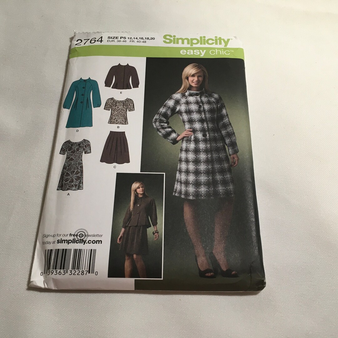 Simplicity 2764 Sewing Pattern Misses Petite Coat Jacket Dress Top ...