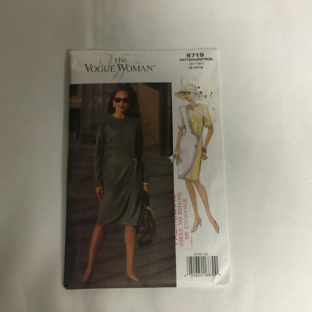 Vogue 8719 Sewing Pattern Misses Dress Semi Fitted Tapered Below Mid ...