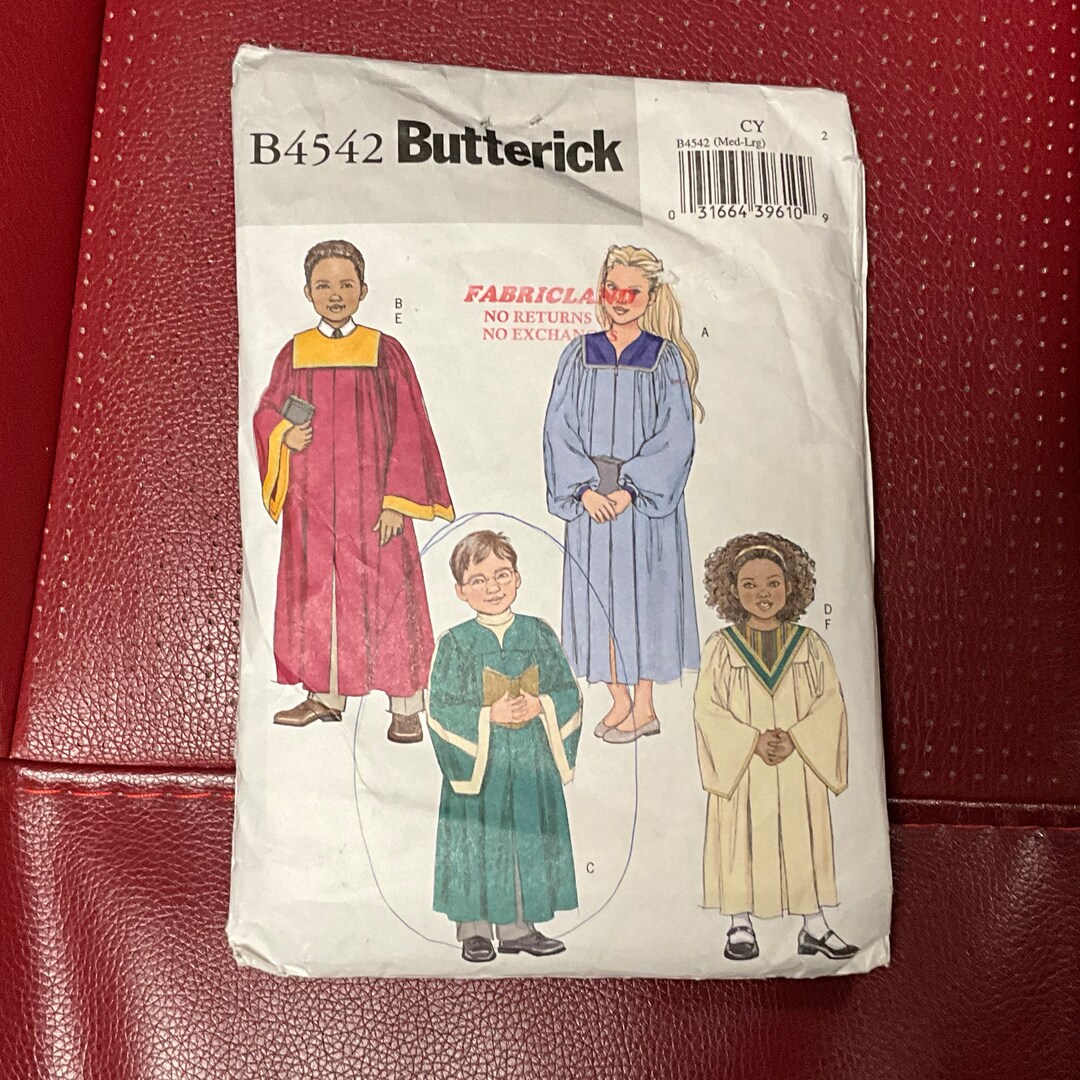 Butterick B4542 Sewing Pattern Children Boy Girl Robe & Collar Choir ...