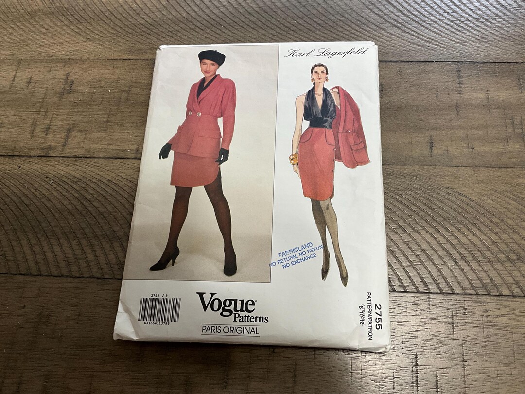 Vogue 2755 Sewing Pattern Karl Lagerfeld Misses Jacket Halter Skirt ...