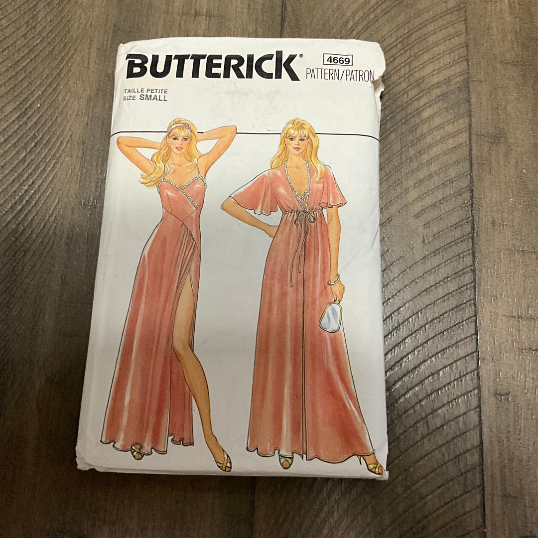 Butterick 4669 Sewing Pattern Misses Robe Nightgown Mock Wrap Nightgown ...