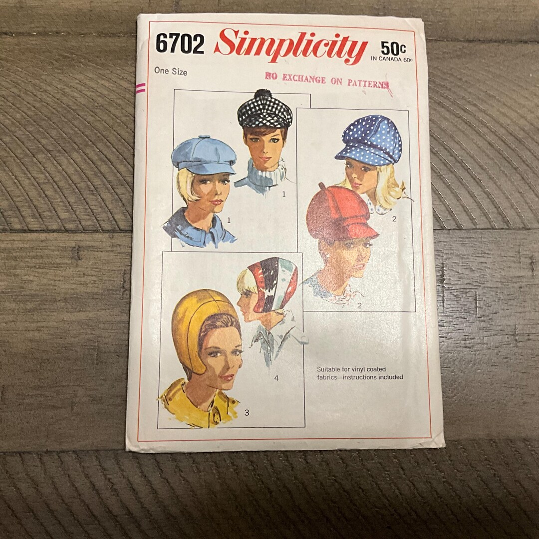 Simplicity 6702 Sewing Pattern Lined Hats Peaks Seamed Crowns Bias ...