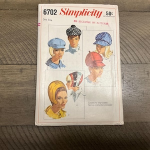 Simplicity 6702 Sewing Pattern Lined Hats Peaks Seamed Crowns Bias ...