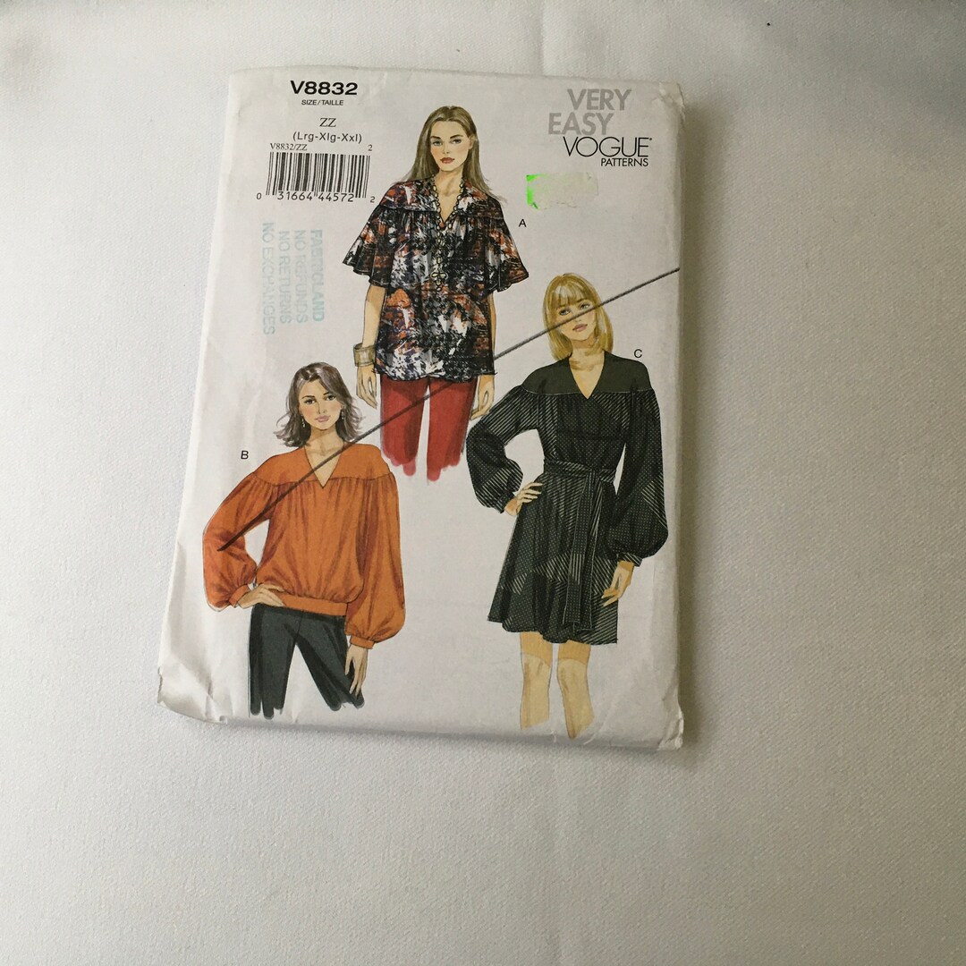Vogue V8832 V 8832 Sewing Pattern Misses Top Tunic & Belt Very Loose ...