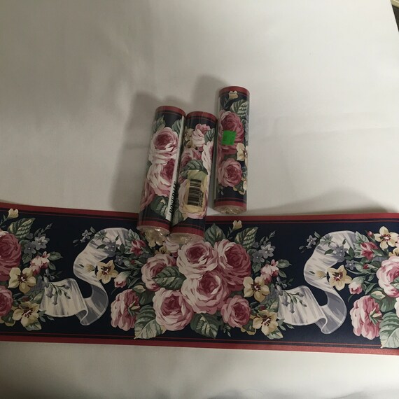 Rosedale Wallpaper Border Wall Covering Cabbage Roses Bouquet - Etsy