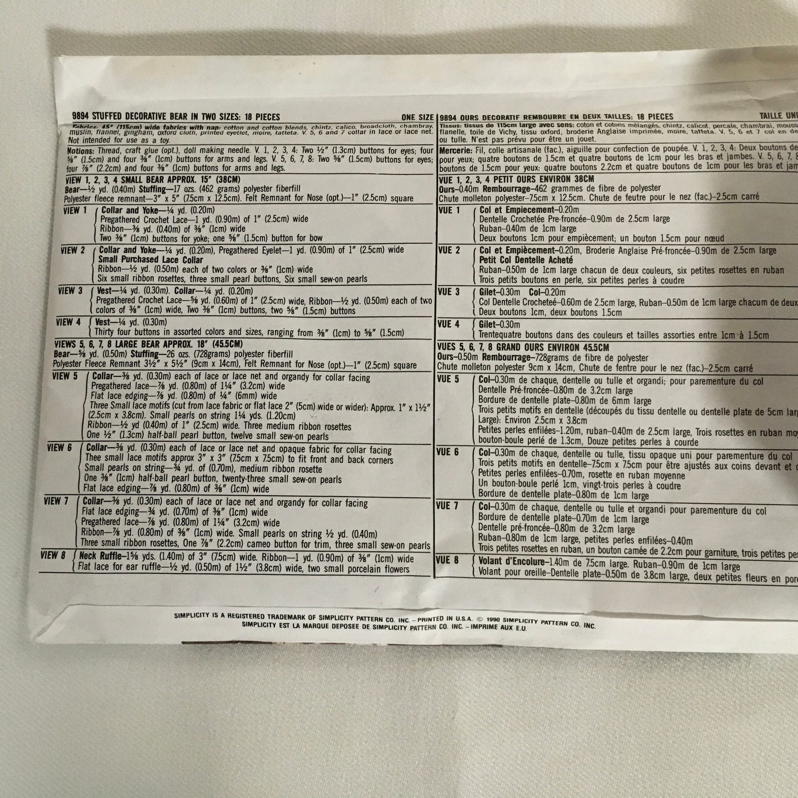 Simplicity Crafts 9894 Sewing Pattern Stuffed Bear Joined | Etsy