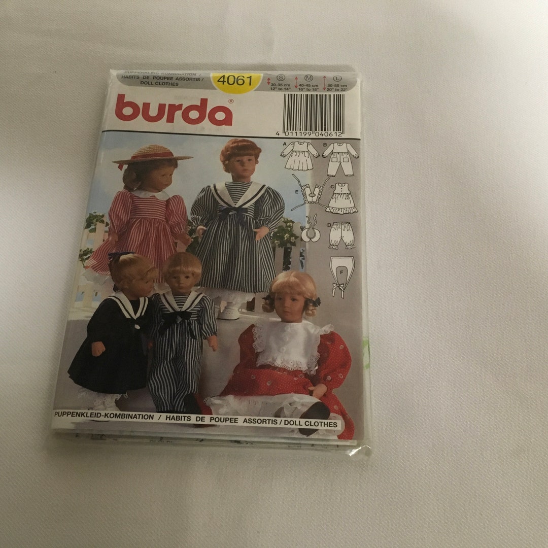 Burda 4061 Sewing Pattern Baby Doll Clothes 12- 14 Inch 16 -18 22 ...