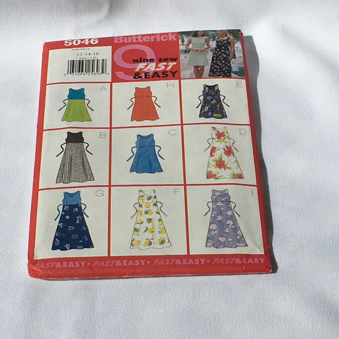 Butterick 5046 Sewing Pattern Misses Petite Pullover Dress Above Mid ...