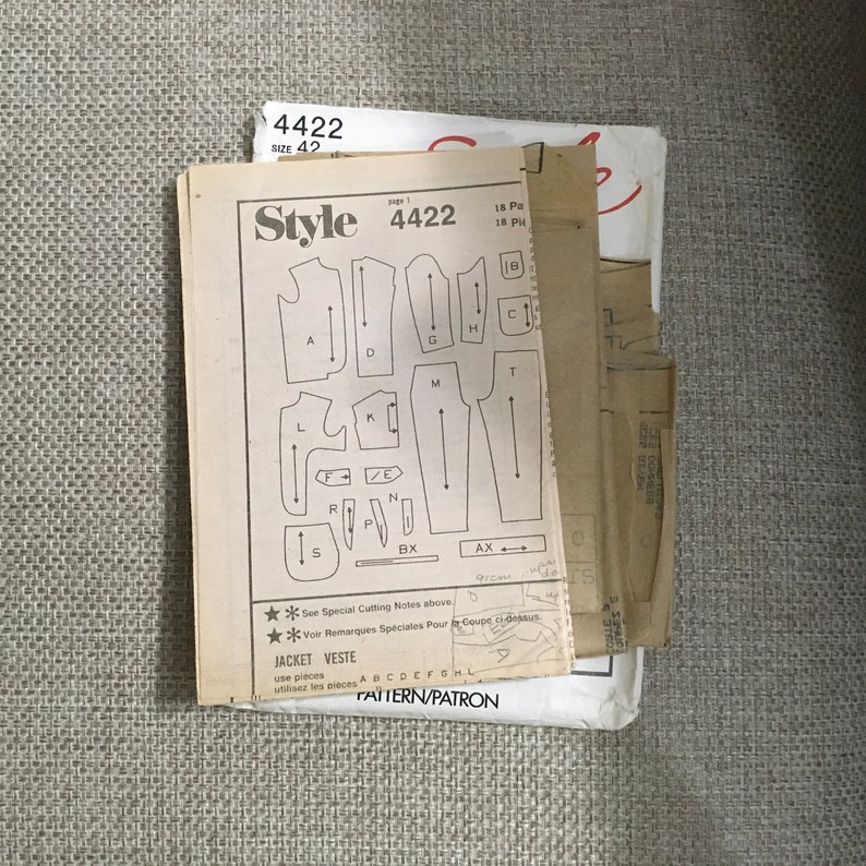 Style 4422 Sewing Pattern Mens Half Lined Jacket Trousers - Etsy