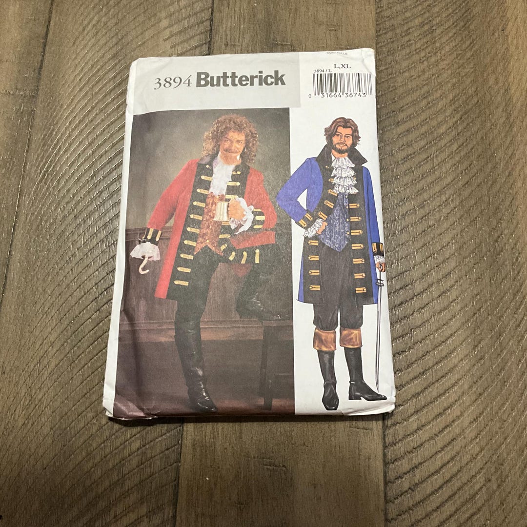 Butterick 3894 Sewing Pattern Buccaneer Captain Pirate Musketeer Men‘s ...