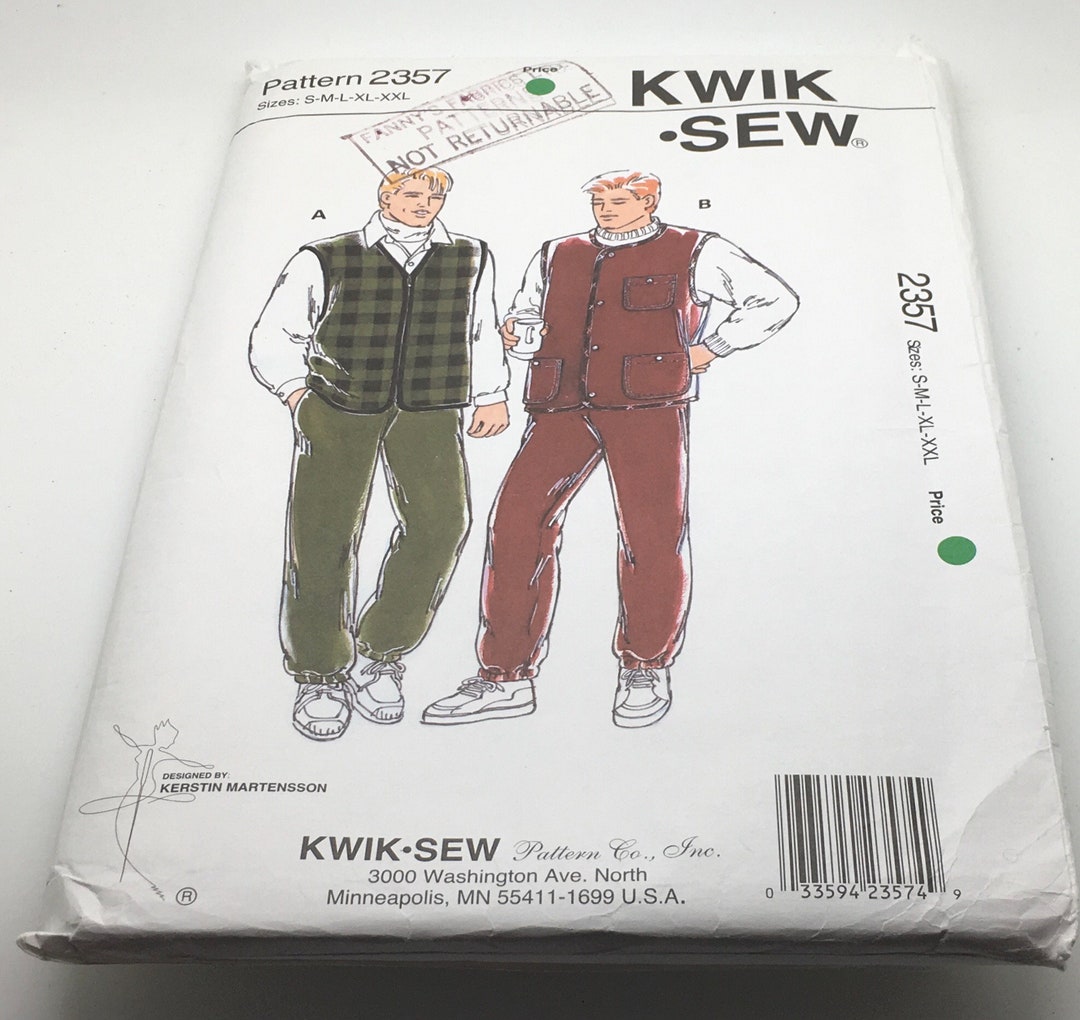 Kwik Sew 2357 Sewing Pattern Men’s Pants and Vests Heavy Stretch Knits Polar Fleece Blanket ...