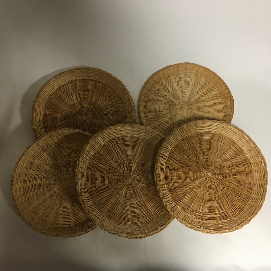 Wicker Paper Plate Holder Rattan Charger Barbecue Plate Picnic Plate ...