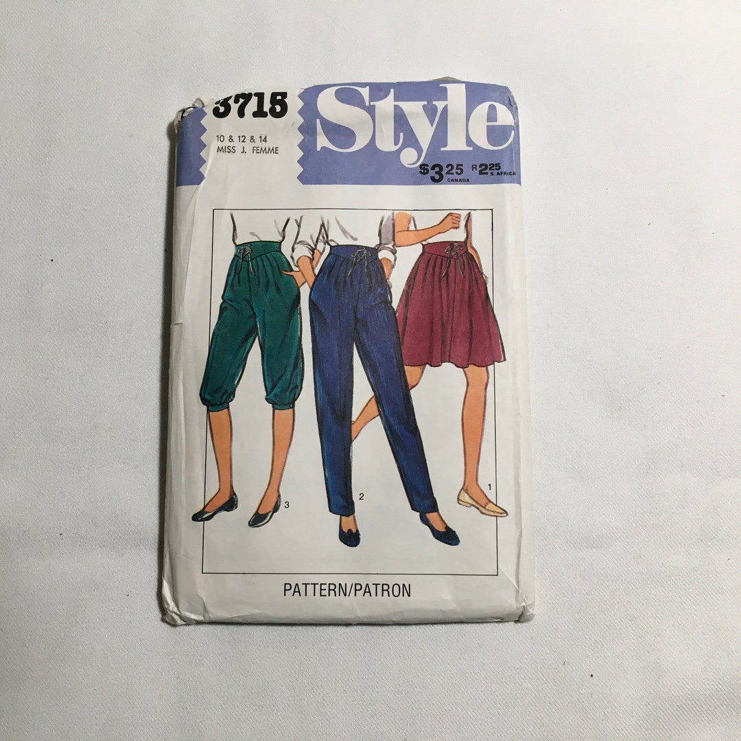 Style 3718 Sewing Pattern Misses Skirt Trousers Knee Breeches Puffy ...