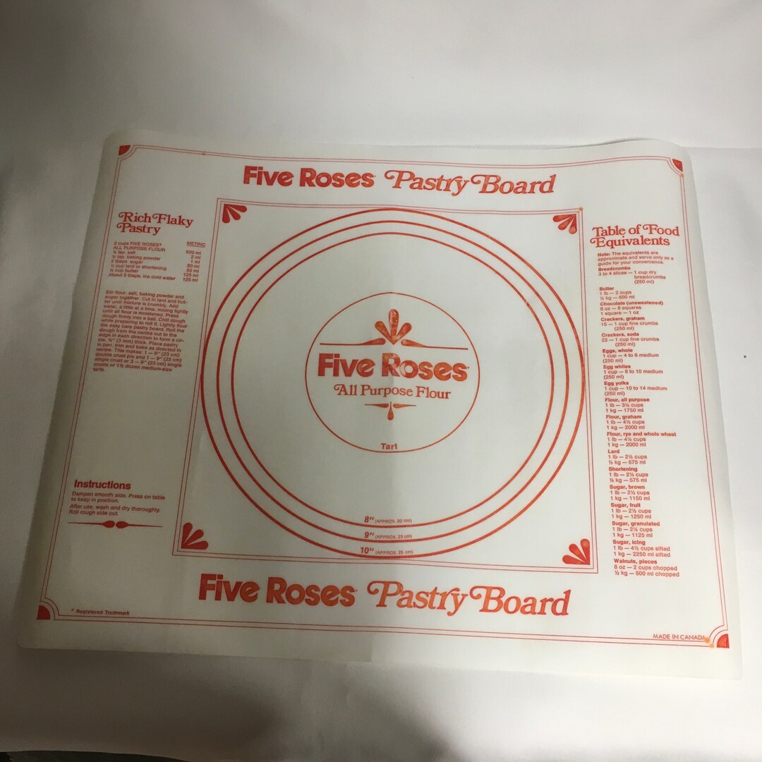 Plastic Pastry Board Mat Baking Sheet Mat Pie Tart Crust Five Roses ...
