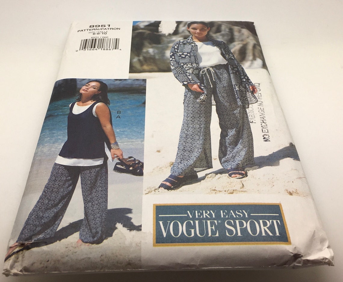 Vogue Sport 8951 Misses Shirt Top Pants Very Loose Fitting - Etsy